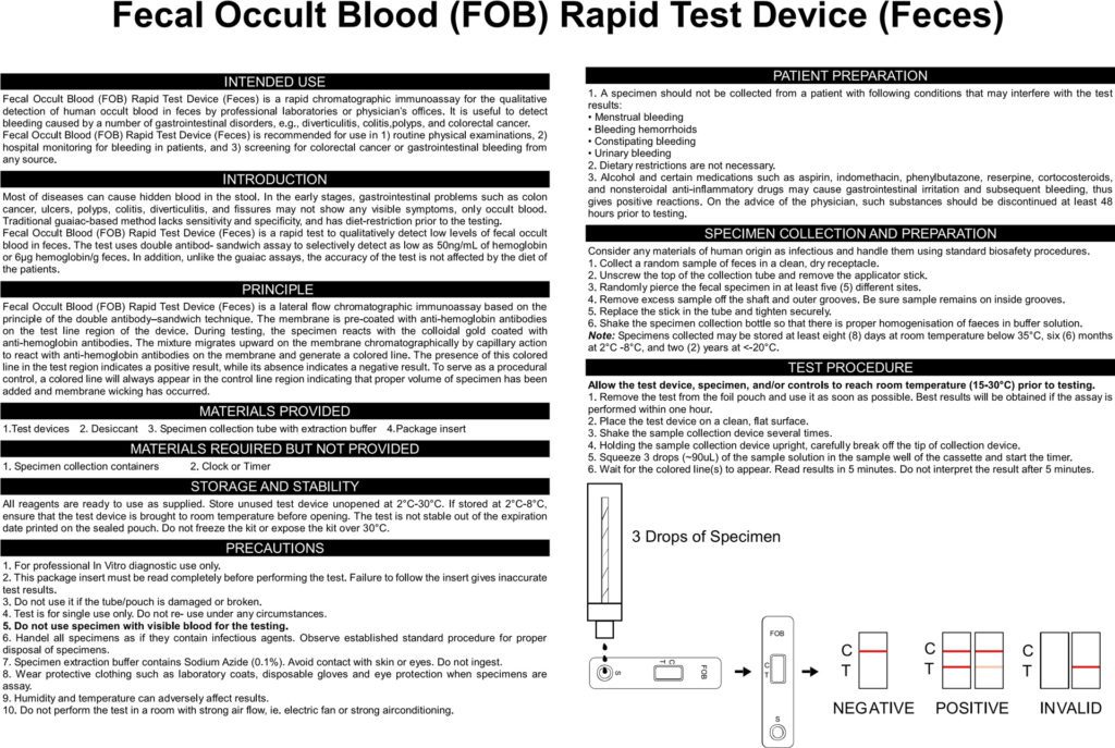 FECAL OCCULT BLOOD TEST KIT IFOBT TEST (25 TESTS)