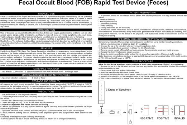 FECAL OCCULT BLOOD TEST KIT IFOBT TEST (25 TESTS)